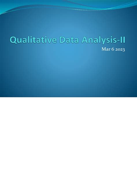 qualitative data analysis ii pdf qualitative research analysis