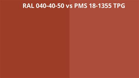 Ral 040 40 50 Vs Pms 18 1355 Tpg Ral Colour Chart Uk