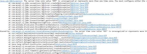 java.sql.SQLException: The server time zone value 'EDT' is unrecognized or represents more than ...