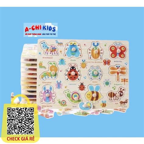 Đồ Chơi Lắp Ghép Có Núm Cầm Cho Bé Chủ Đề Côn Trùng Kèm Hình Ảnh Minh Họa Giúp Bé Khám Phá Thế