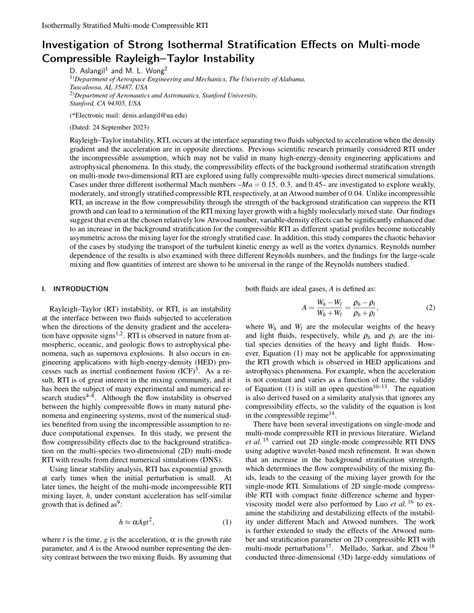 Pdf Investigation Of Strong Isothermal Stratification Effects On Multi Mode Compressible