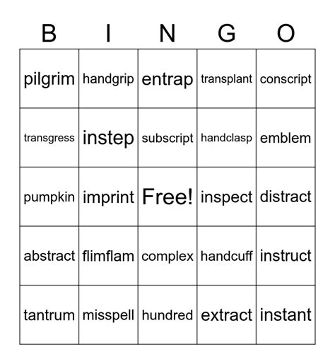 Syllable Division Vc Ccv Vcc Ccv Vc Cccv Bingo Card