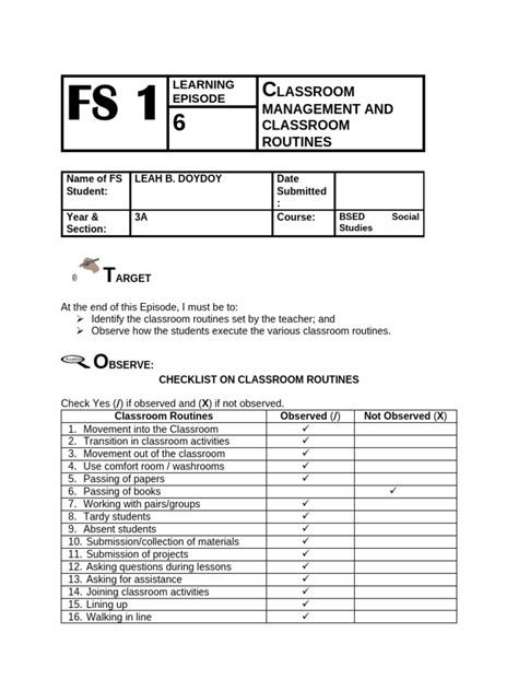 Episode 6 Fs1 Pdf Classroom Teachers