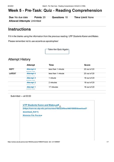 Week Pre Task Quiz Reading Comprehension Compress Week Pre Task Quiz Reading Studocu