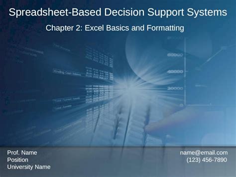 ppt chapter 2 excel basics and formatting spreadsheet based decision