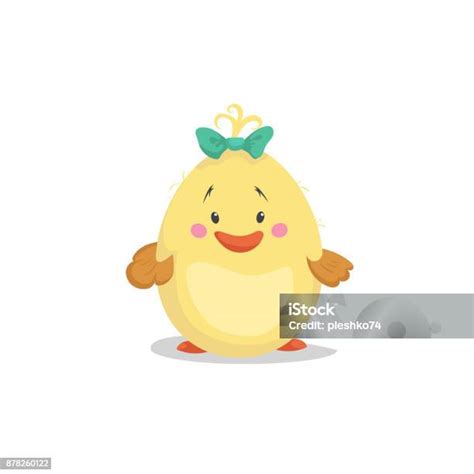 만화 소녀 녹색 활과 새로 태어난된 병아리입니다 부활절 봄 새로운 태어난된 아기 벡터 일러스트 레이 션 계절에 대한 스톡 벡터 아트 및 기타 이미지 Istock