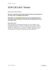 Biolopgy Lab5 Docx SCIN130 Lab 5 Viruses SCIN 130 Lab 5 Viruses