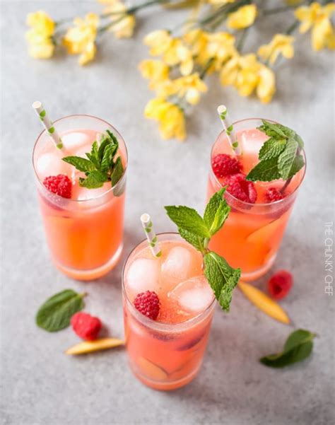 Homemade Raspberry Peach Lemonade The Chunky Chef
