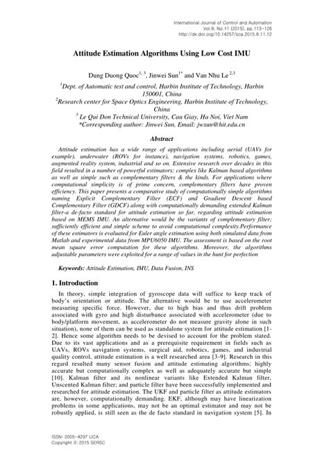 Pdf Attitude Estimation By Using Mems Imu With Fuzzy Tuned