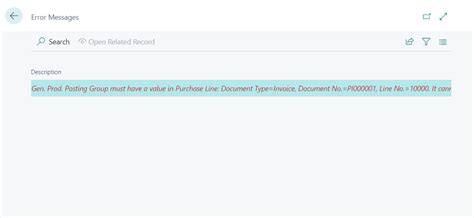 purchase invoices business central posting group error —