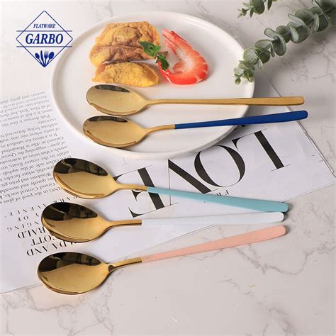 China Amazon Basics Stainless Steel Dinner Spoons With Colorful Handle
