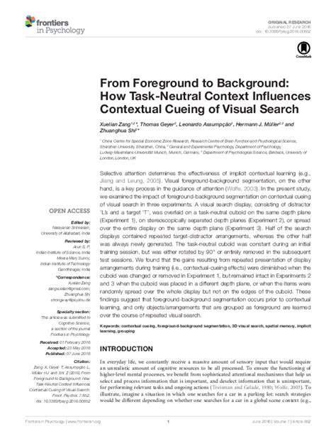 Pdf From Foreground To Background How Task Neutral Context