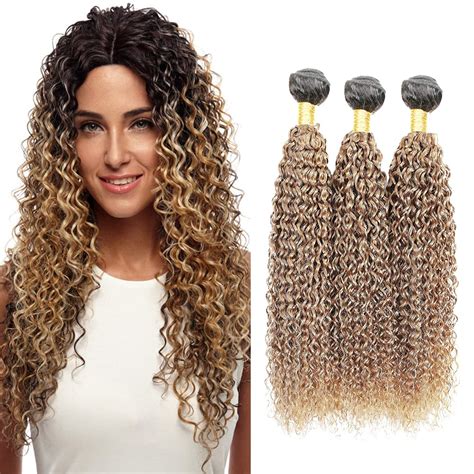 1b27 Kinky Curly Hair Bundles Ombre Honey Blonde Brazilian