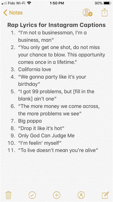 Rap Lyrics For Instagram Captions