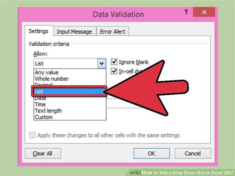 how to add a drop down box in excel 2007 11 steps with pictures