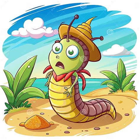 Corn Earworm Worm Humiliated Sits Beach Vector Stock Illustration Illustration Of Symbol