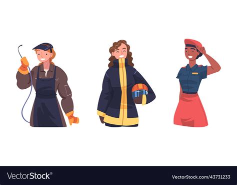 Women Of Different Professions Set Woman Working Vector Image
