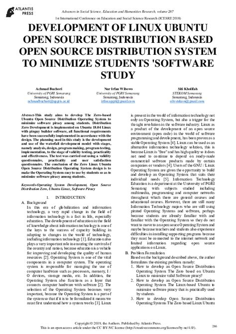 pdf development of linux ubuntu open source distribution based open