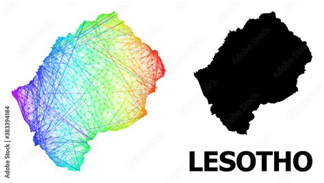 Wire Frame And Solid Map Of Lesotho Vector Model Is Created From Map Of Lesotho With