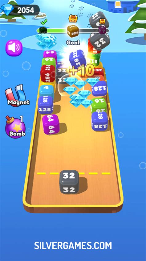 chain cube 2048 3d merge game play online on silvergames 🕹️