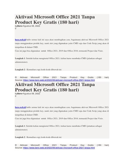 Aktivasi Microsoft Office 2021 Tanpa Product Key Gratis | PDF
