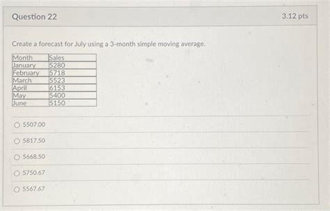 Solved Create A Forecast For July Using A 3 Month Simple