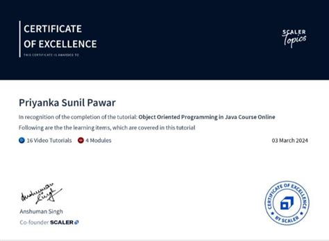 Priyanka Pawar On Linkedin Java Scaler Oopsconcepts Thankful