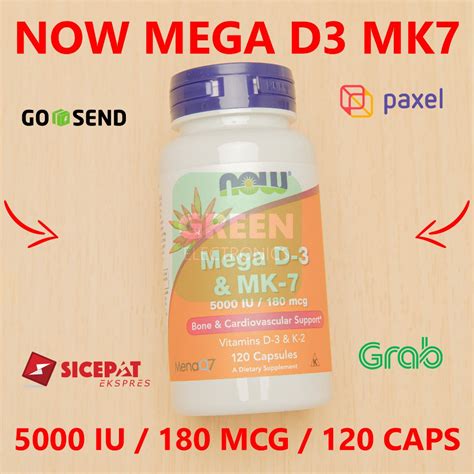 Jual Now Foods Mega Vitamin D 3 5000 Iu K 2 Mk7 180 Mcg D3 5000iu K2 Mk