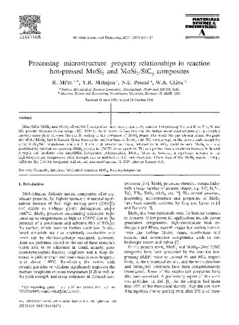 Pdf Processing—microstructure—property Relationships In Reaction Hot