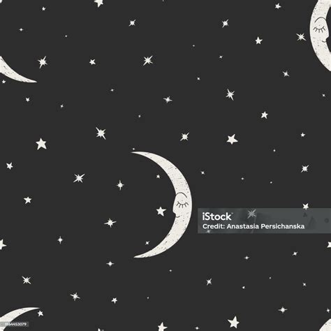 아이들의 휴가를 위해 잠자는 밤의 별과 달이 있는 매끄러운 패턴 귀여운 베이비 샤워 벡터 배경입니다 아기 침실 디자인 0명에 대한 스톡 벡터 아트 및 기타 이미지 Istock