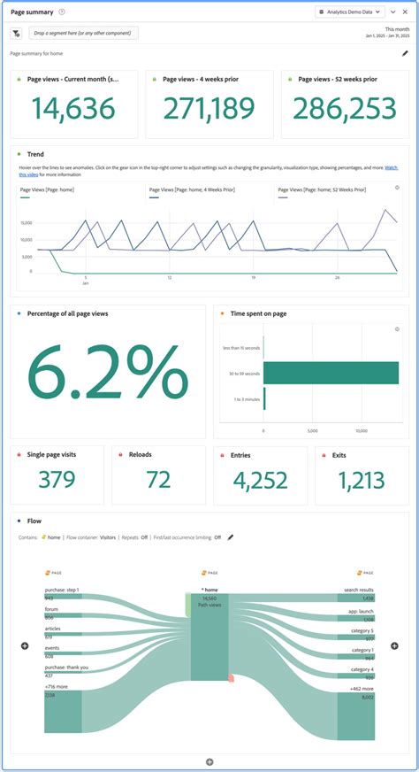 페이지 요약 패널 Adobe Analytics