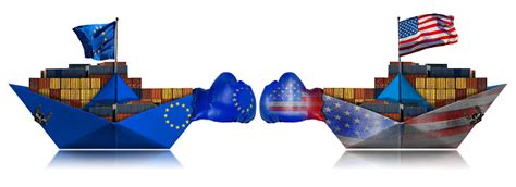 미국과 유럽 연합 무역 전쟁 권투 장갑두 화물 컨테이너 선박 0명에 대한 스톡 사진 및 기타 이미지 0명 International Match 개념 Istock