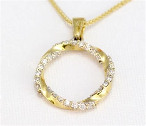 Circle Mobius Pendant 14k Solid Gold With Natural Diamonds T For