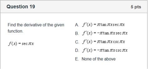 Solved Find The Derivative Of The Given Function F X Chegg Com