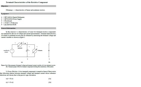 Solved Terminal Characteristics Of The Resistive Component Chegg