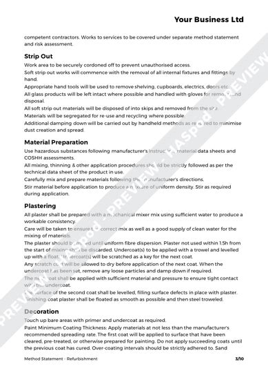 Refurbishment Method Statement Template Haspod