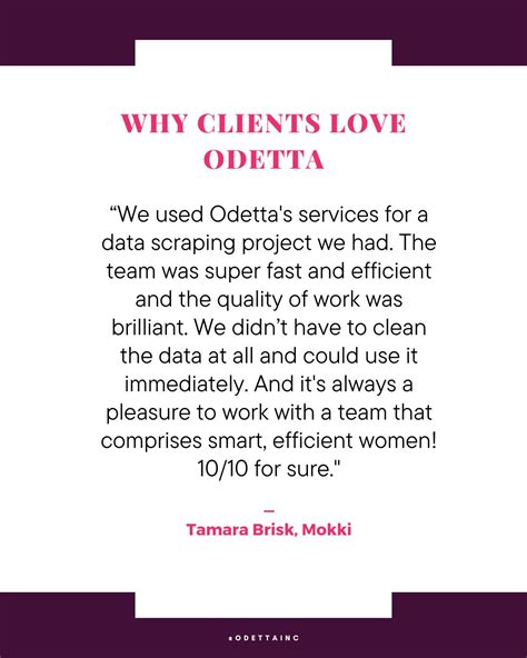 Odetta Inc On Linkedin Clienttestimonial Datascraping Qualityservice Womenintech