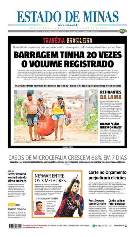 Confira A Capa Do Jornal Estado De Minas Do Dia 01122015