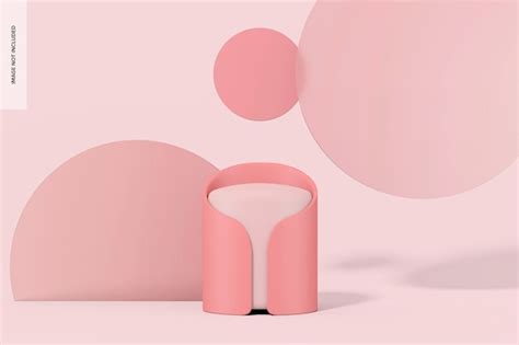 서리로 덥은 아크릴 핑크 라운드 연단 모형 무료 Psd 파일