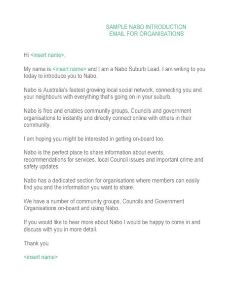 Professional Introduction Email Template Williamson Ga Us