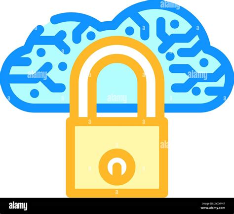 Security Lock Cloud Computing Color Icon Vector Illustration Stock