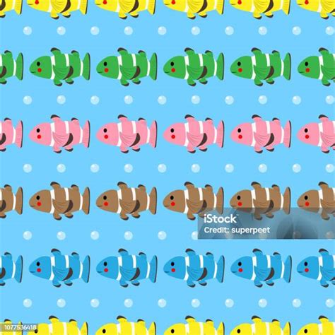 원활한 귀여운 Colorfull 물고기 바다 파스텔 베이비 아이 만화 패턴에 그리는 만화 예술 벡터 일러스트 레이 션 0명에