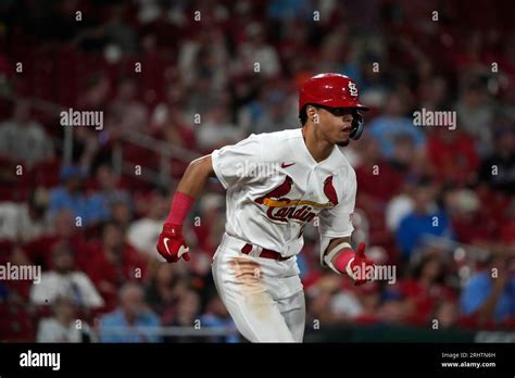 St Louis Cardinals Masyn Winn Grounds Out During The Seventh Inning