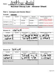 Nuclear Decay Lab Phet Simulations Answer Sheet Docx Name Nuclear Decay Lab Answer