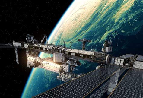 International Space Station Orbiting Planet Earth Stock Illustration