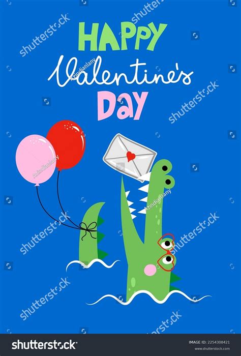 Happy Valentines Day Cute Funny Hand Stock Vector Royalty Free