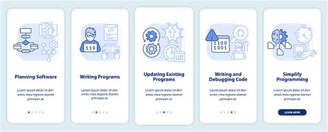 Programming Skills Light Blue Onboarding Mobile App Screen Stock