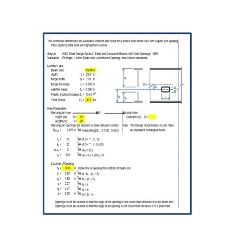 Design Of Steel Beam With Web Openings Excel Sheet