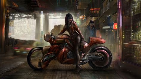 1920x1080 Resolution Cyberpunk Girl Futuristic Motorcycle 1080p Laptop