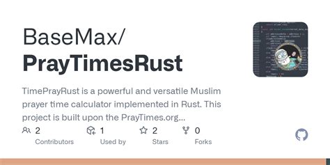 Github Basemax Praytimesrust Timeprayrust Is A Powerful And